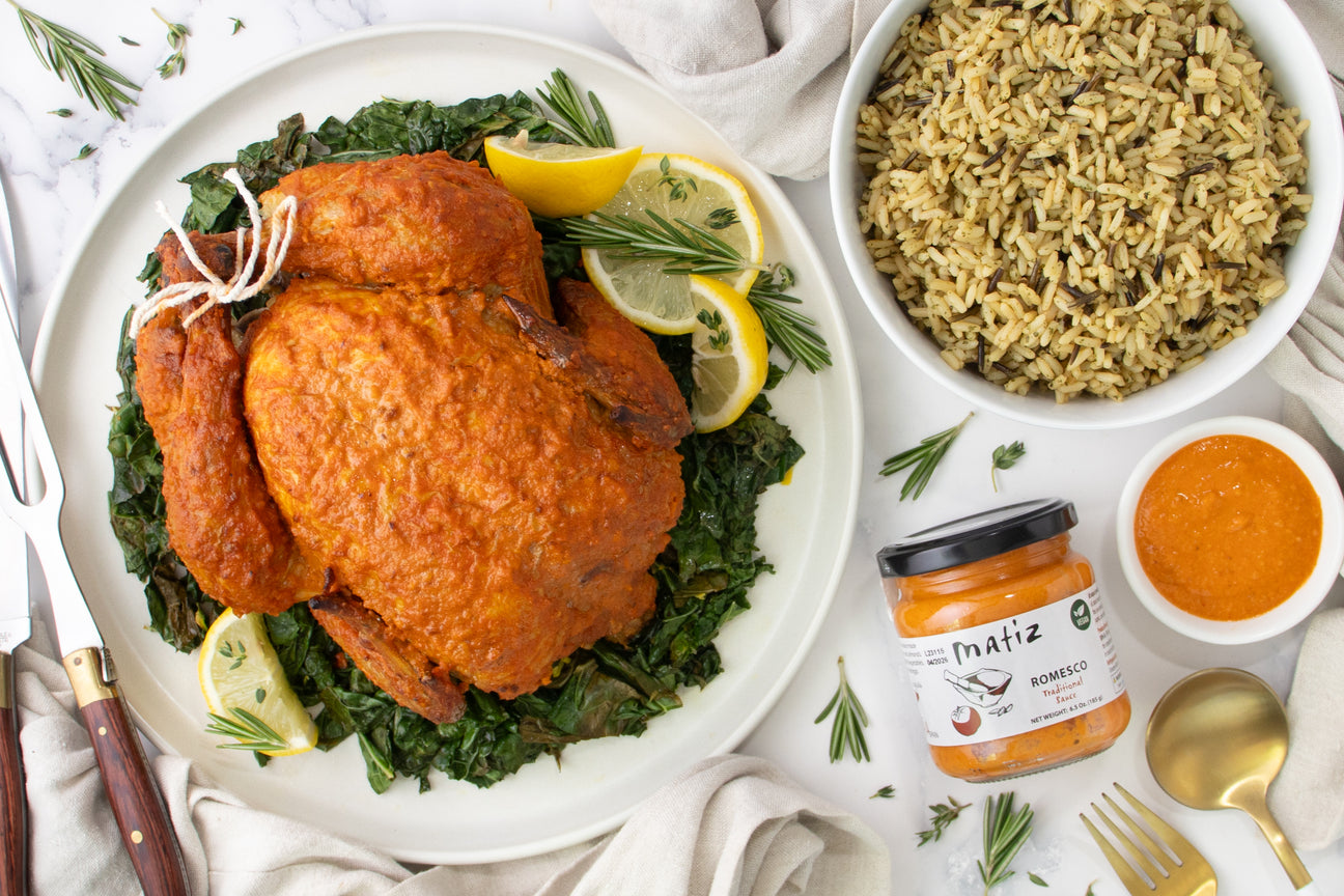 Romesco Rotisserie Chicken with Wild Rice – Culinary Collective