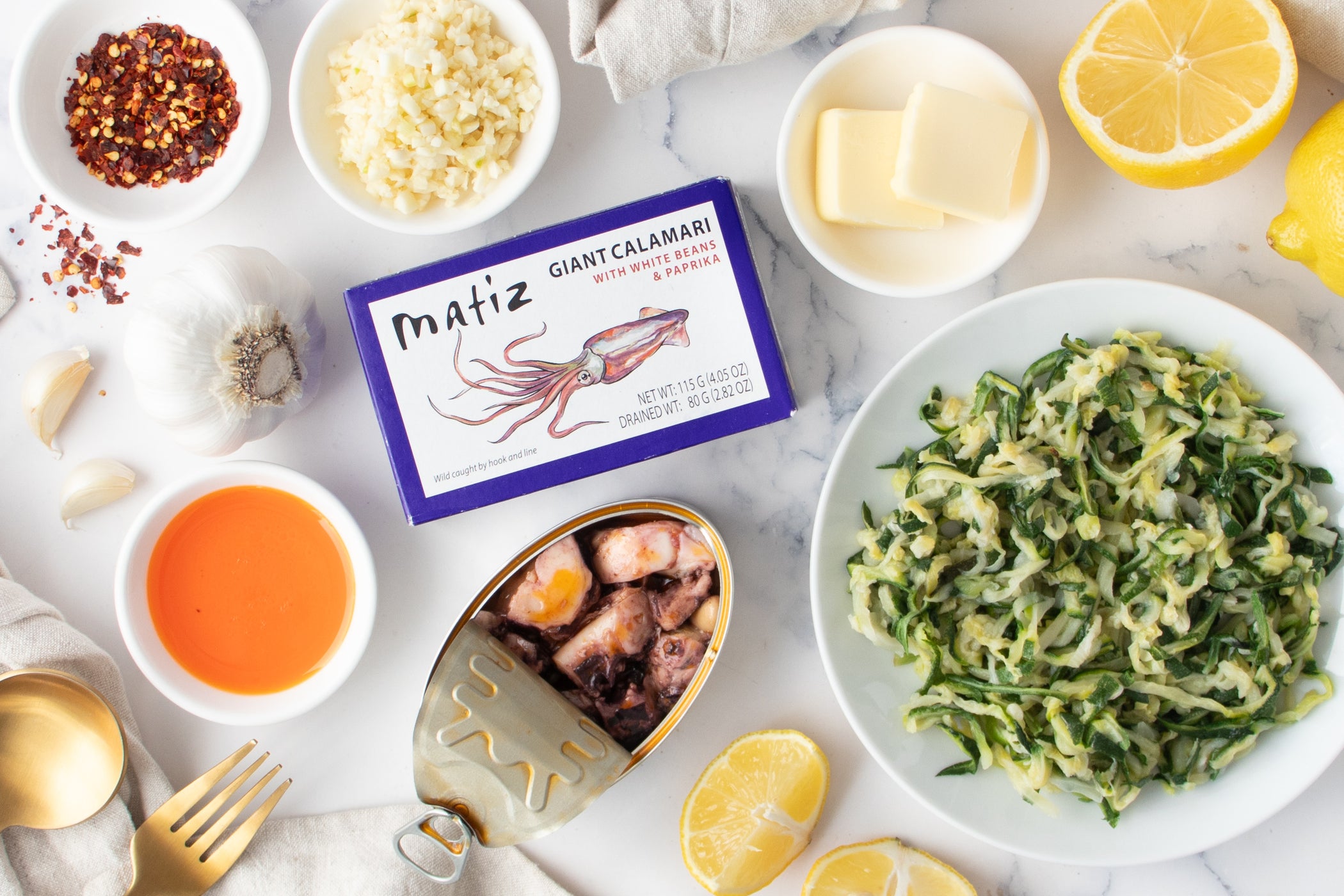 Low Carb Spicy Calamari & Zucchini Noodle Skillet – Culinary Collective